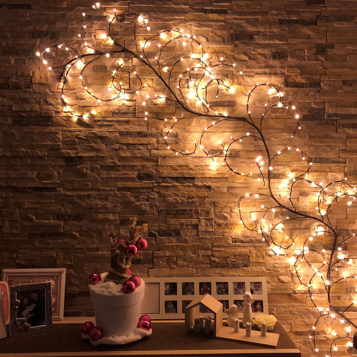 Ramo luminoso e rampicante bianco marrone 288 Led - Bianco Caldo