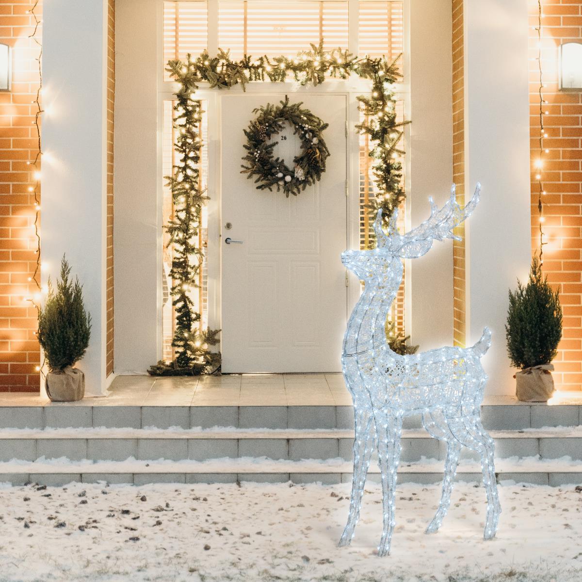 Renna luminosa in acrilico da esterno 380 Led - Bianco Freddo