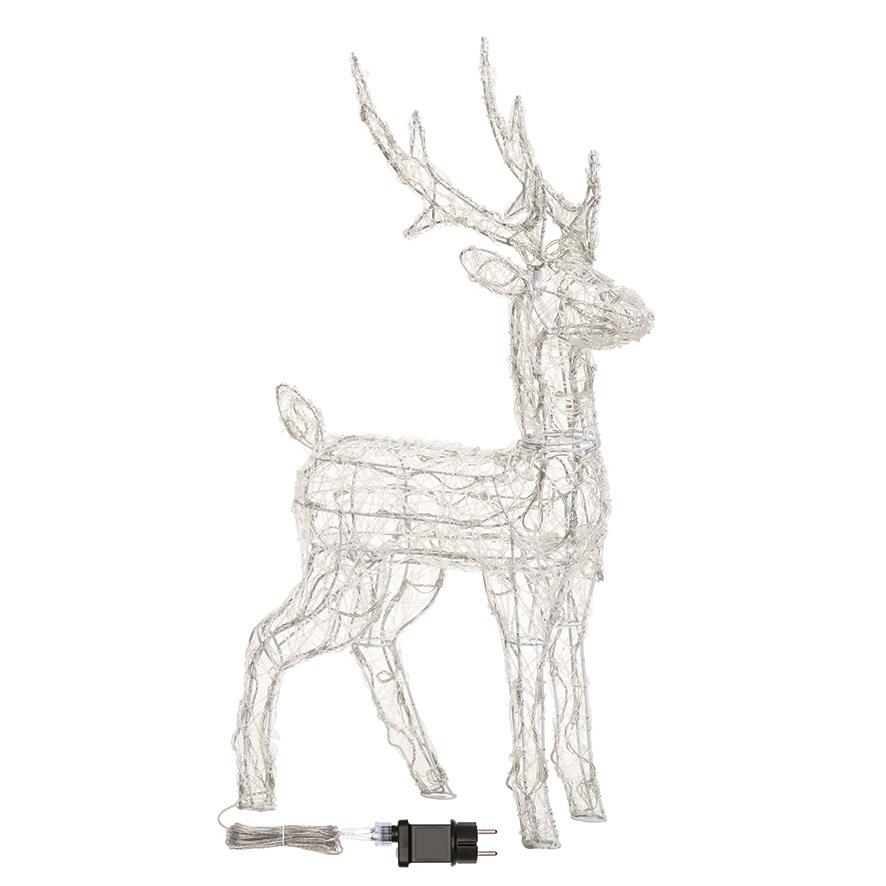 Renna luminosa in acrilico da esterno 120 Led - Bianco Freddo