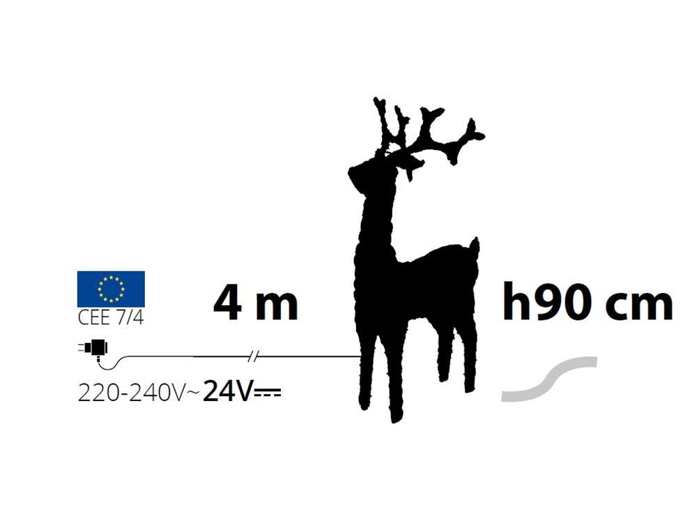 Renna natalizia luminosa con cristalli 200 Led - Bianco Freddo